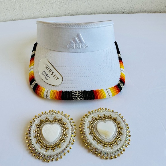adidas | Jewelry | Handmade Beaded Earrings Adidas Visor Hat Bundle Set ...